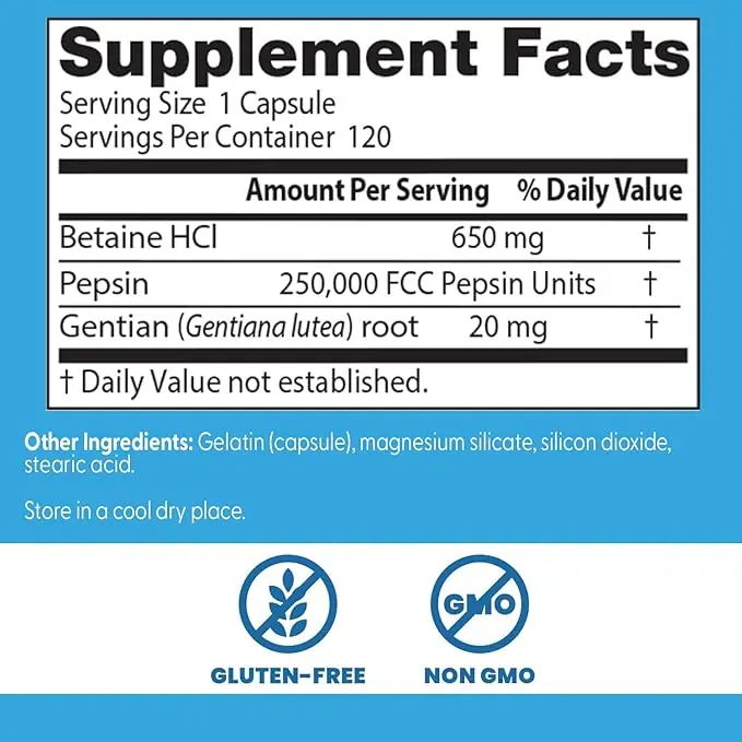 Doctor’s Best Betaine HCl with Pepsin & Gentian Bitters – In Pakistan ...