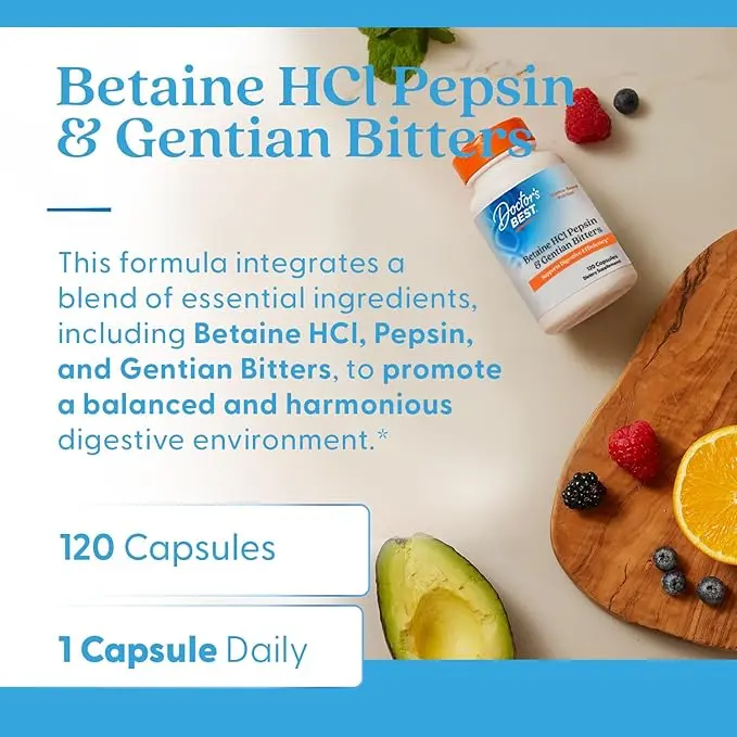 Doctor’s Best Betaine HCl with Pepsin & Gentian Bitters – In Pakistan ...